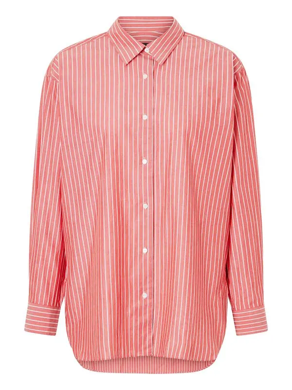NILI LOTAN Yorke Striped Cotton Shirt - Red