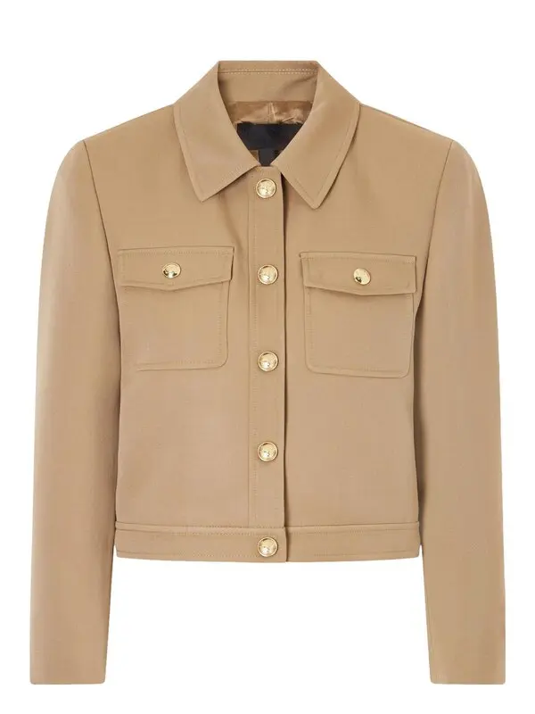 NILI LOTAN Edna Cropped Wool-gabardine Jacket - Neutrals