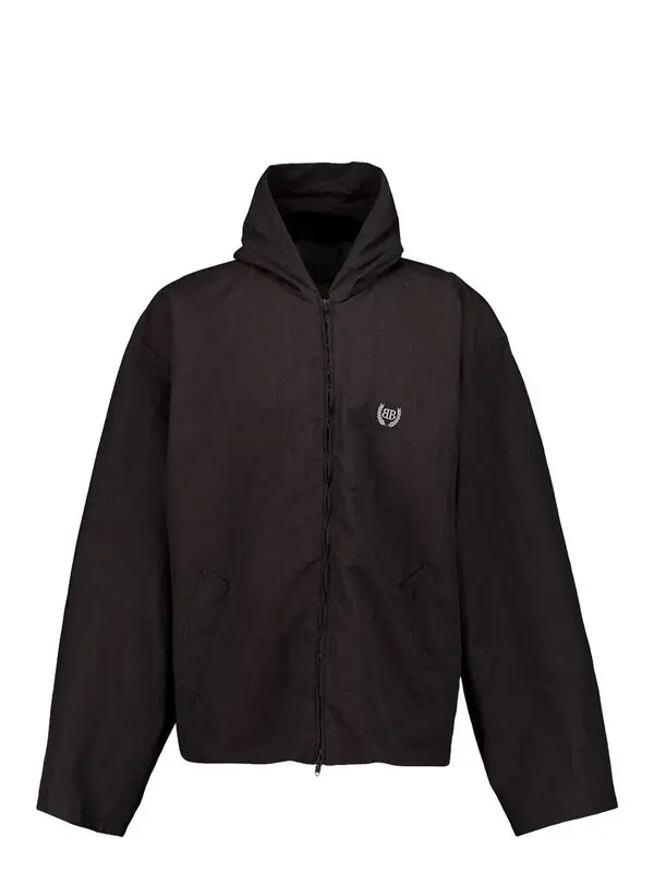 Balenciaga Hooded Zip-up Jacket - Black