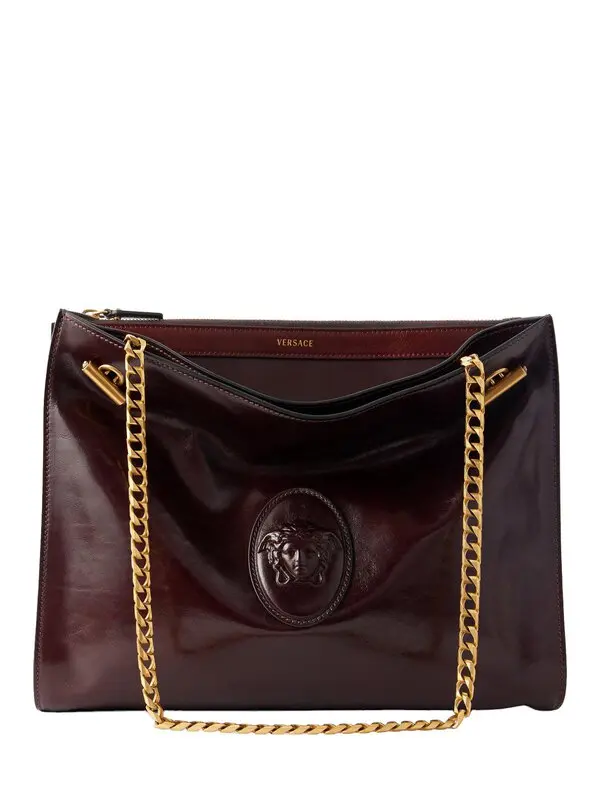 Versace Cabin Leather Shoulder Bag - Brown