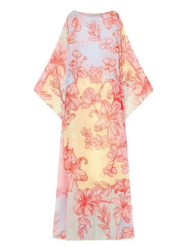 MARY KATRANTZOU Printed Fil Coupé Organza Kaftan - Multi