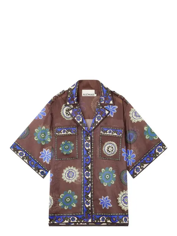 ALEMAIS Jasper Printed Cotton And Silk-blend Shirt - Brown