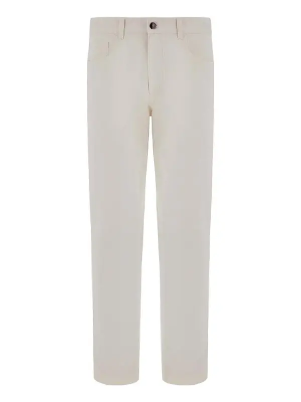 Canali Five Pocket Cotton And Silk Gabardine Pants - White