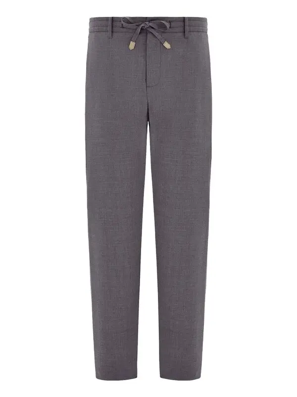 Canali Regular Fit Washable Wool Pants - Grey