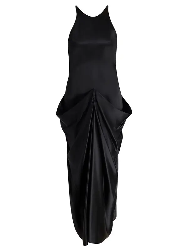 Khaite Kent Draped Satin Gown - Black