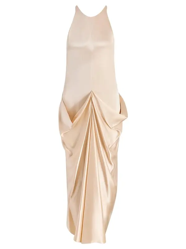 Khaite Kent Draped Satin Dress - Soft Pink