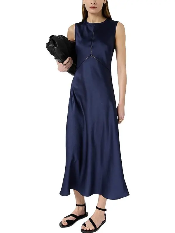 Gerard Darel Raida Ladder Trim Midi Dress - Navy