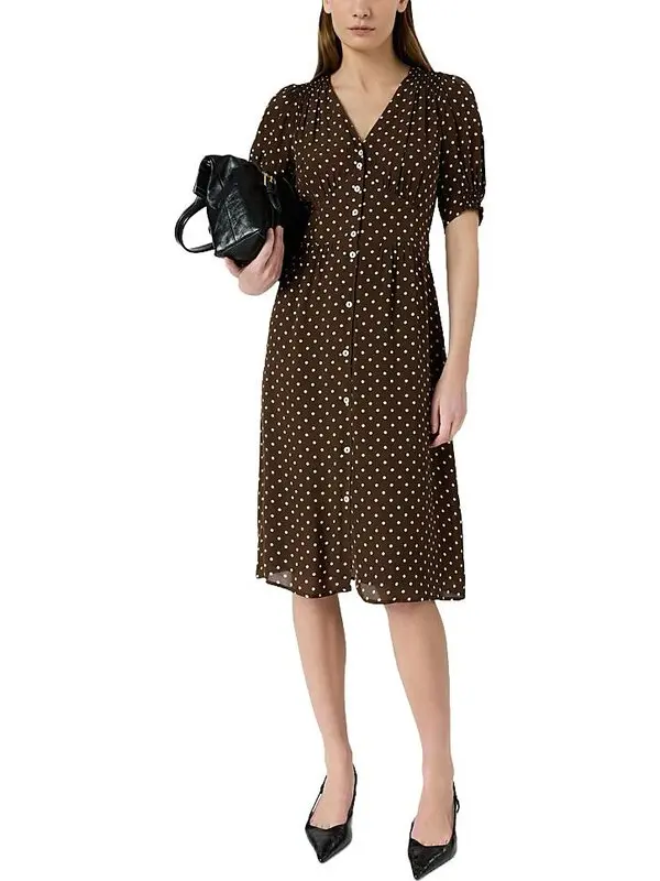 Gerard Darel Rohya Puffed Sleeve Dress - Brown