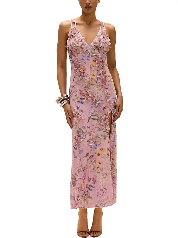 PatBO Embellished Mesh Maxi Dress - Pink