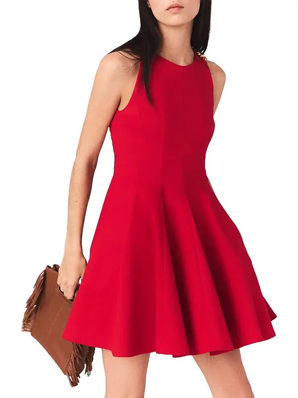 Maje Short Flared Dress - Red