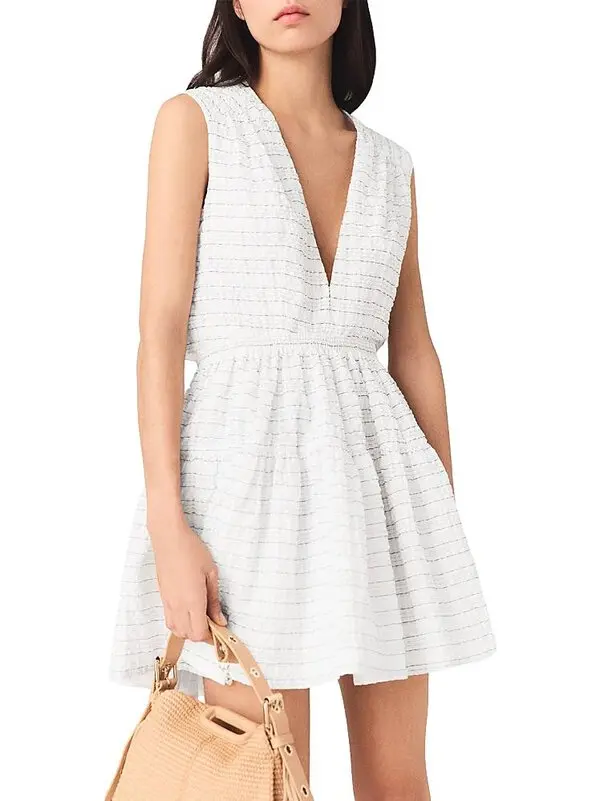 Maje Short Flared Open Back Dress - White