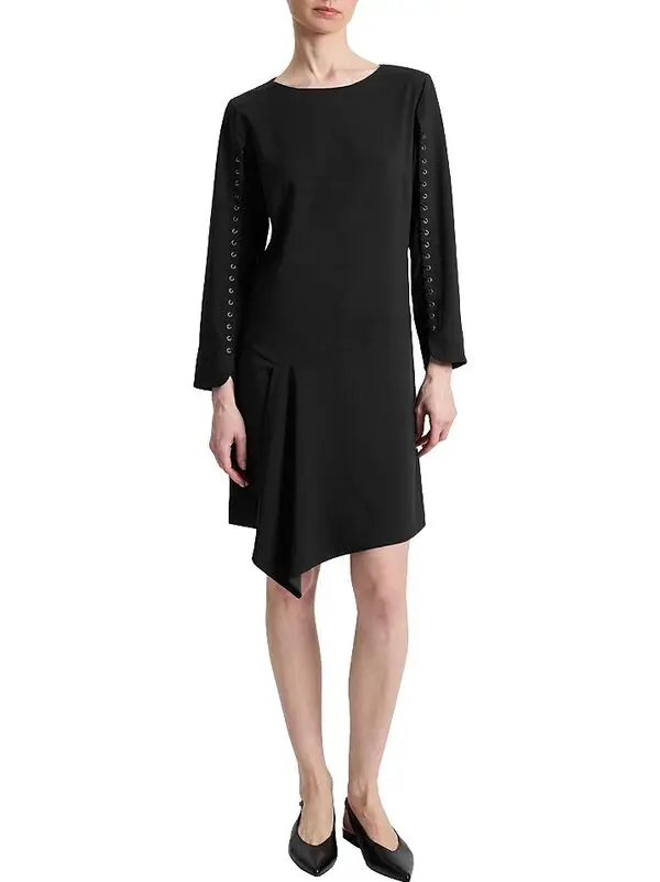 Santorelli Essie Shift Dress With Grommet Detail - Black