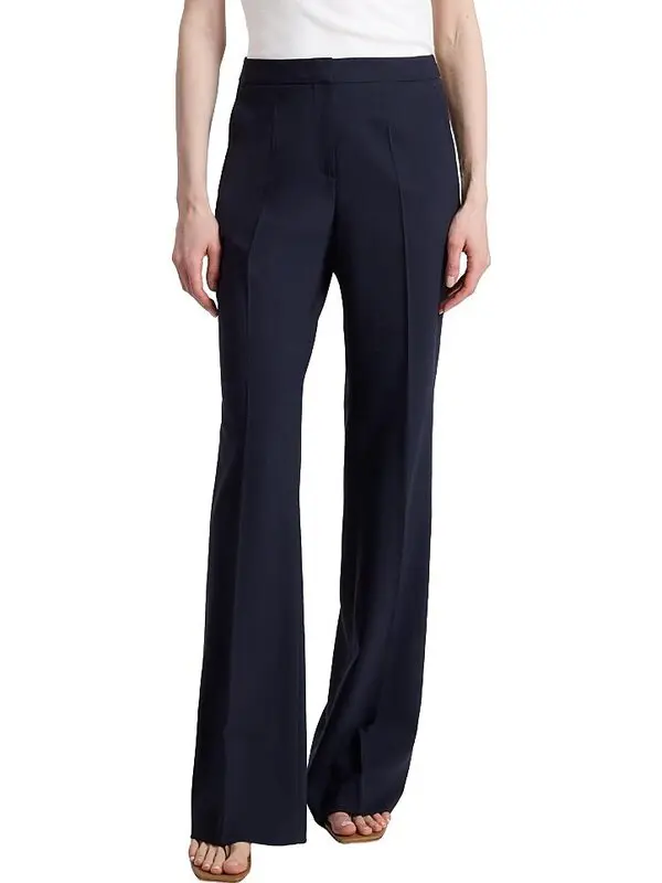 Santorelli Bethany Flared Pant In Virgin Wool Stretch - Midnight