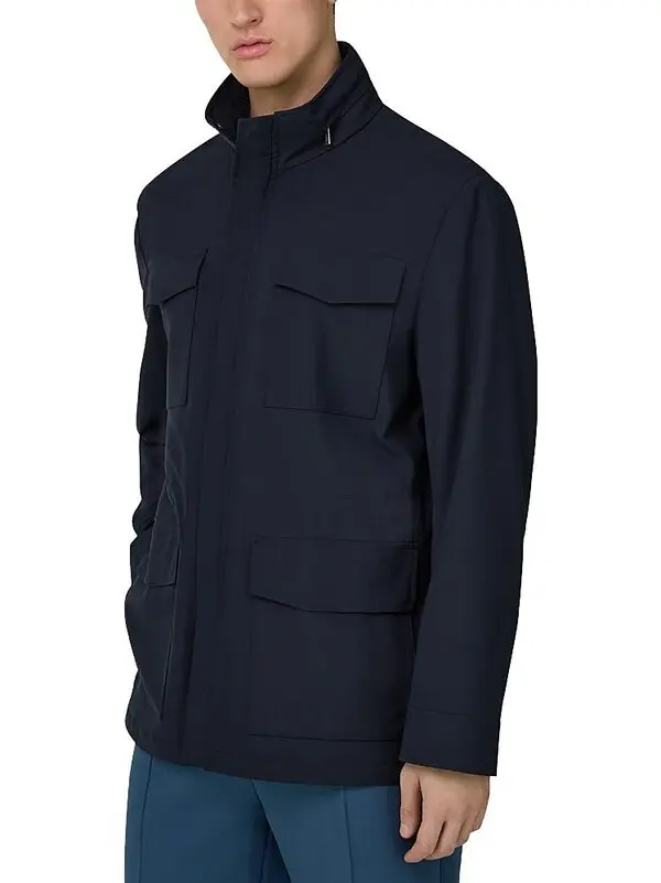 Boggi Milano Regular Fit Wool Field Jacket - Navy Blue