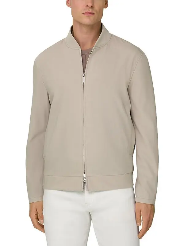 Boggi Milano Regular Fit Wool Mix Bomber Jacket - Beige