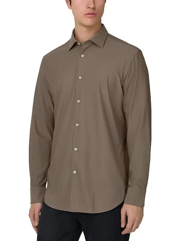 Boggi Milano Piquet Slim Fit Tokyo Shirt - Mud
