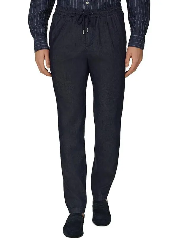 Boggi Milano Tapered Fit Drawstring Trousers - Navy Blue