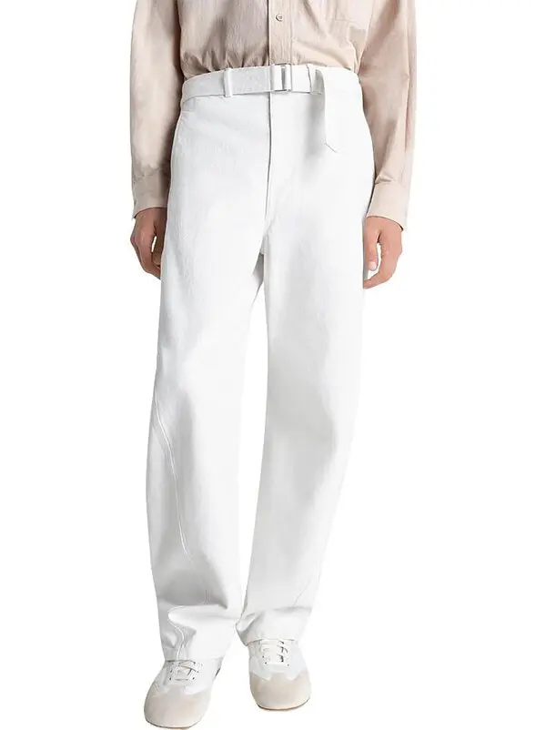 LEMAIRE Twisted Belted Denim Pants - Milk
