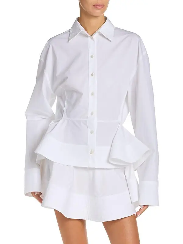 Stella McCartney Poplin Peplum Shirt - Pure White