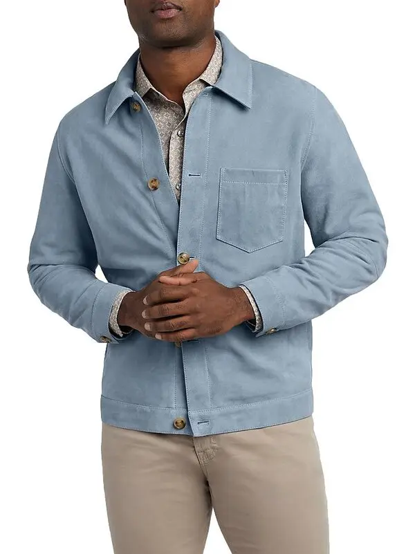David Donahue City Suede Jacket - Cloud Blue