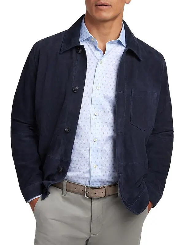 David Donahue City Suede Jacket - Navy