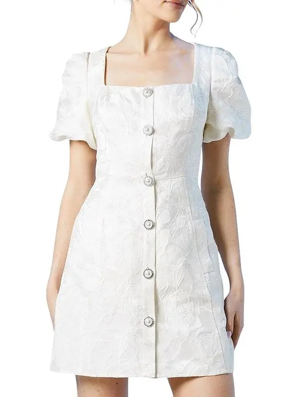 Coast Jewel Button Mini Dress - Ivory
