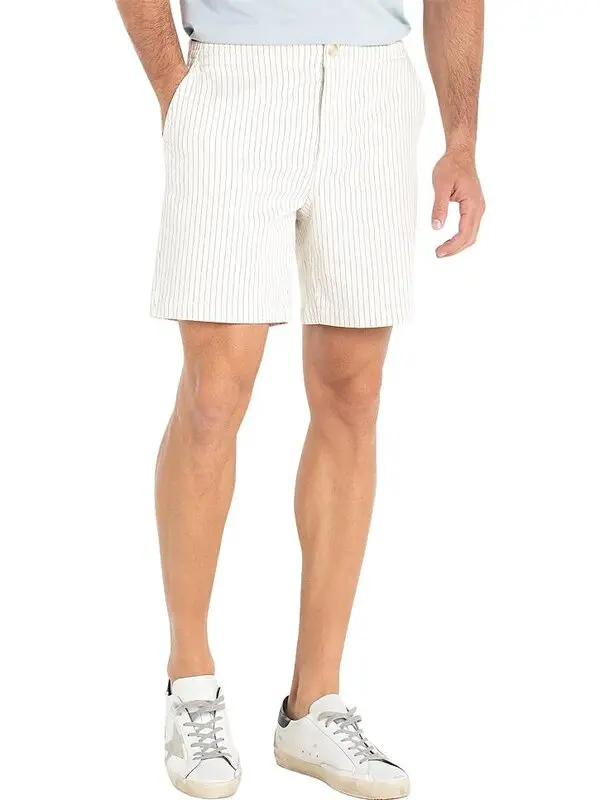 LIVERPOOL Striped Internal Drawstring Shorts - Ecru/slate