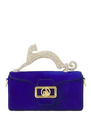 LANVIN Nano Pencil Cat Leather Crossbody Bag - Lanvin Blue/animal.