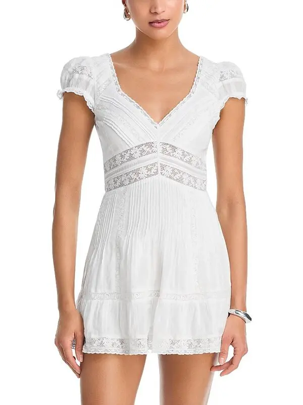 LoveShackFancy Edena Mini Dress - White