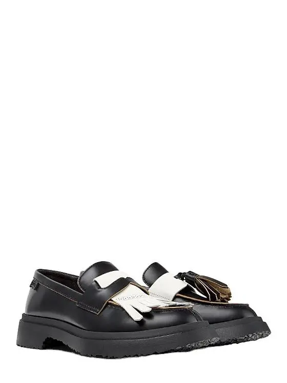 Camper Walden Twins Leather Moccasin - Black And White
