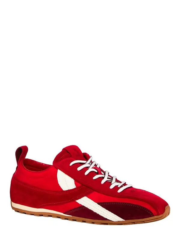 ALOHAS Nylon And Leather Lace-up Sneakers - Red