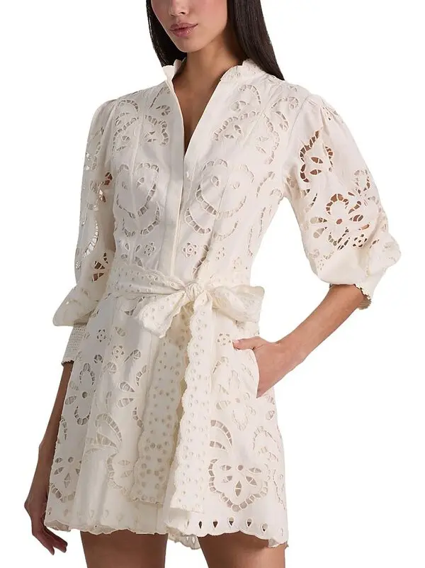 Alice + Olivia Lucy Mini Shirt Dress - Off White