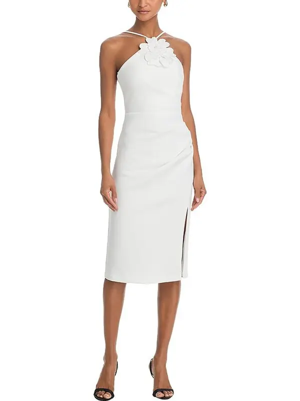 Aqua Scuba Halter Neck Dress - White