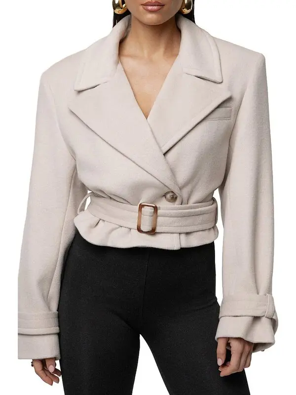 JLUXLABEL Belted Crop Jacket - Beige