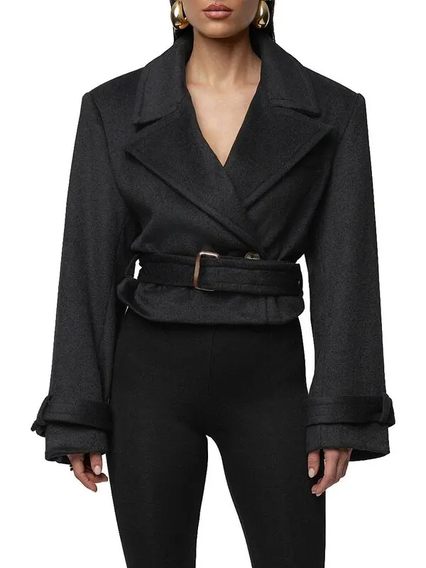 JLUXLABEL Belted Crop Jacket - Black