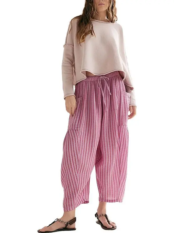 Free People Quinn Striped Pants - Strawberry