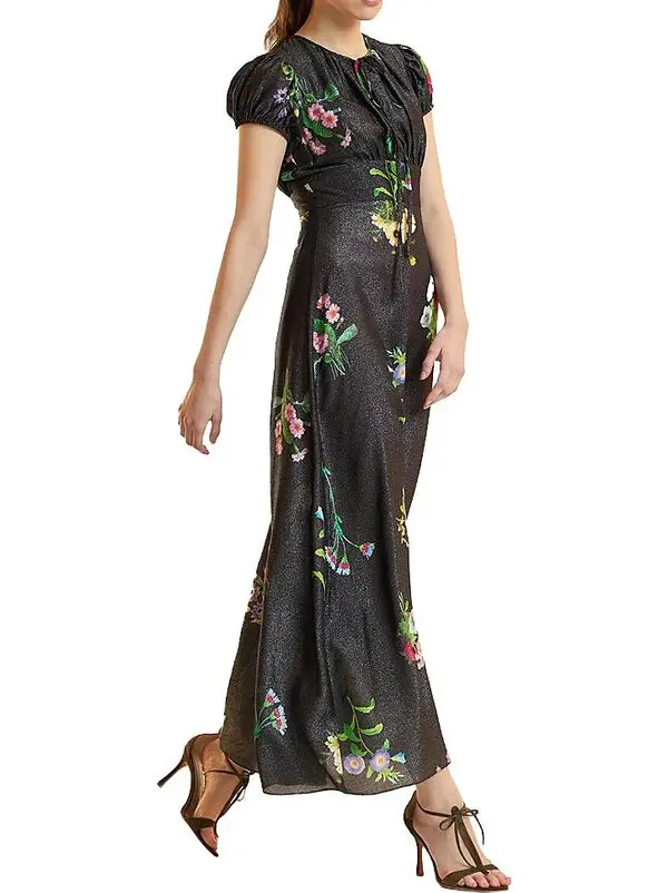 Cynthia Rowley Printed Lurex Midi Dress - Black