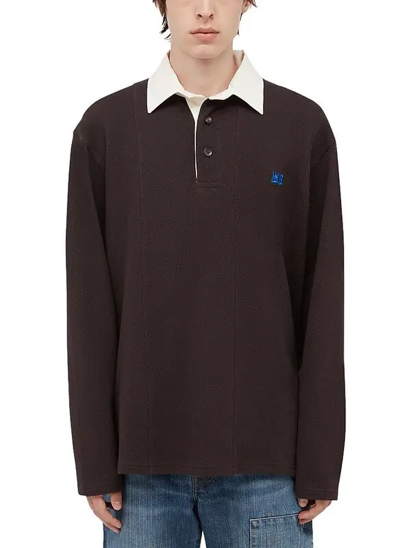 WALES BONNER City Pique Jersey Polo Shirt - Dark Brown