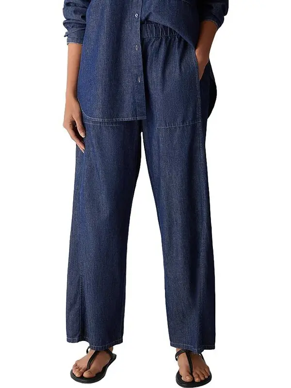 Eileen Fisher Ankle Wide Leg Pants - Dark Indigo