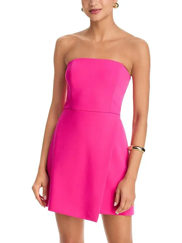 French Connection Whisper Strapless Slit Mini Dress - Electric Pink
