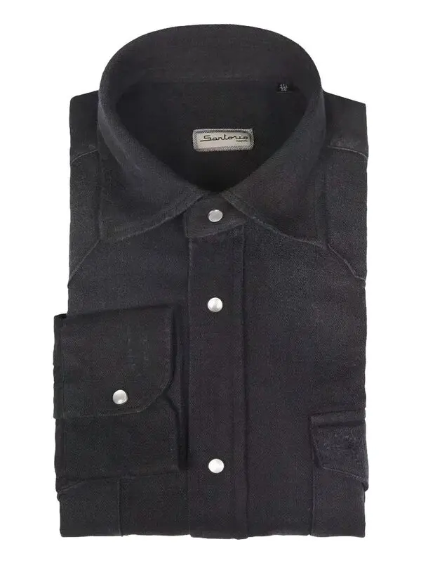 SARTORIO NAPOLI Buttoned Cotton Shirt - Black