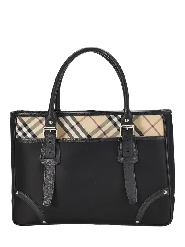 Burberry Check Zip Tote - Black