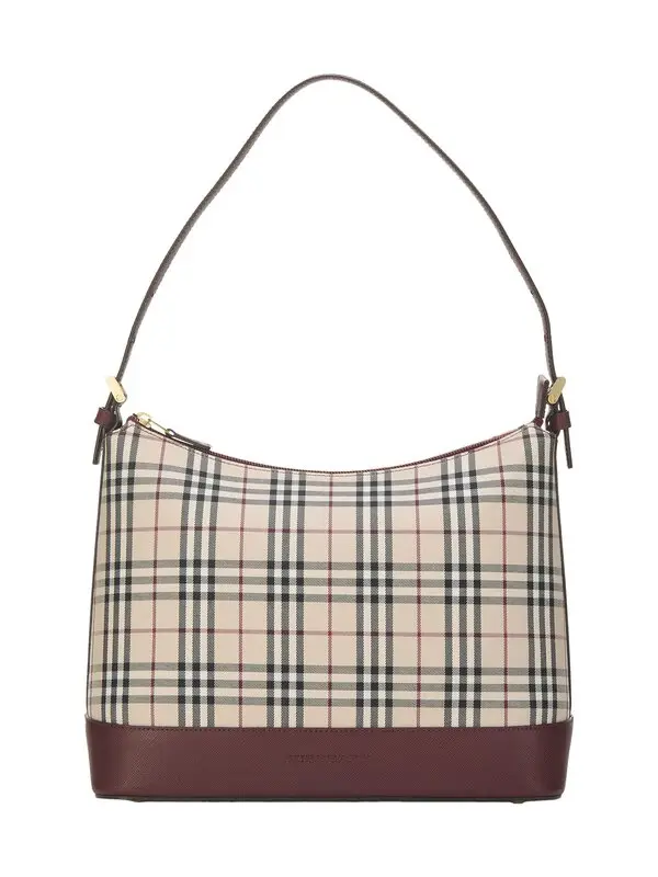 Burberry House Check Jacquard Hobo Bag - Burgundy
