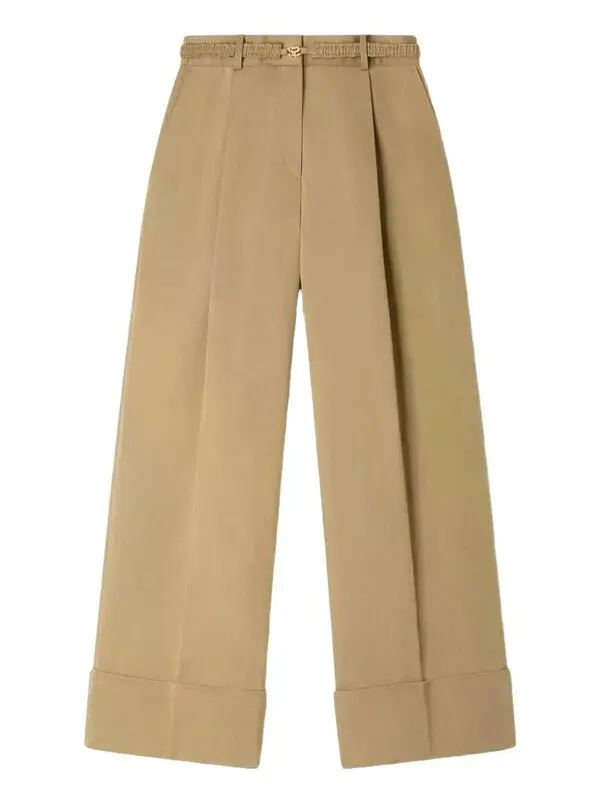 Sandro Wide-leg Pleated Trousers With Removable Belt - Neutrals