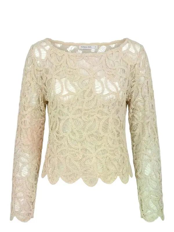 Patrizia Pepe Crochet Scalloped Top - Neutrals