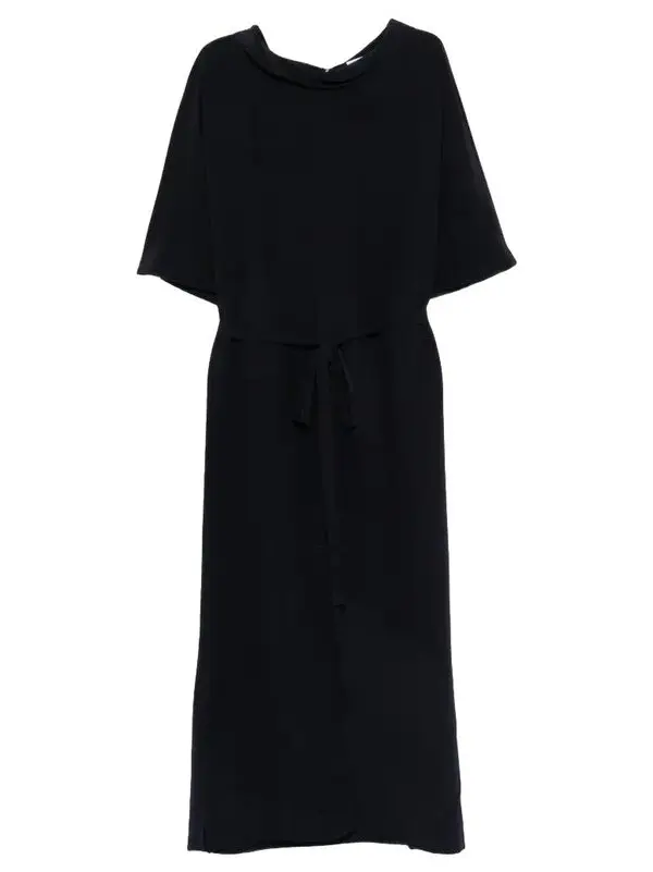 Aspesi Tie Detailed Silk Crepe Dress - Black