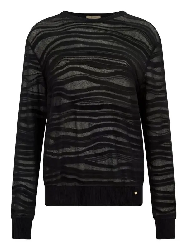 Herno Striped Round-neck Sweater - Black