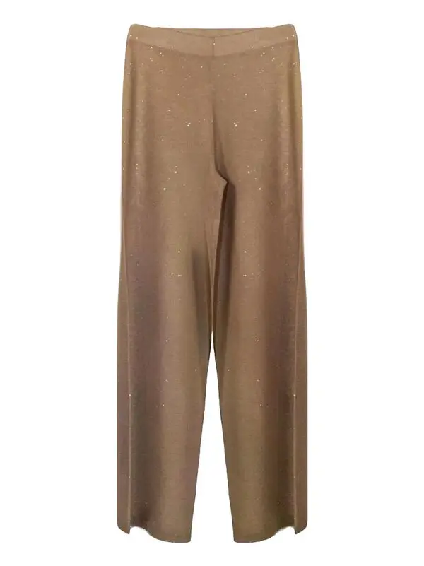 KANGRA Sequin-embellished Wide Leg Trousers - Neutrals