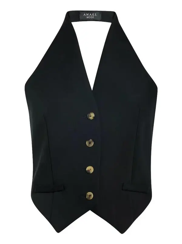 A.W.A.K.E. Mode Button-embellished Sleeveless Top - Black