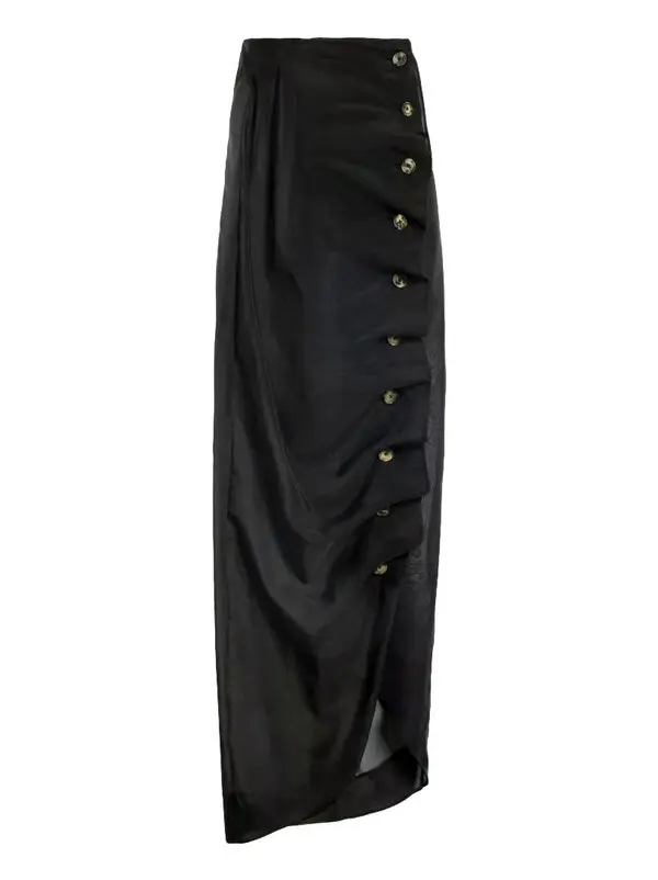 A.W.A.K.E. Mode Button-embellished Midi Skirt - Black